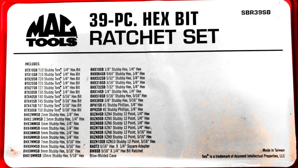 Mac Loose hand tools SBR39SB